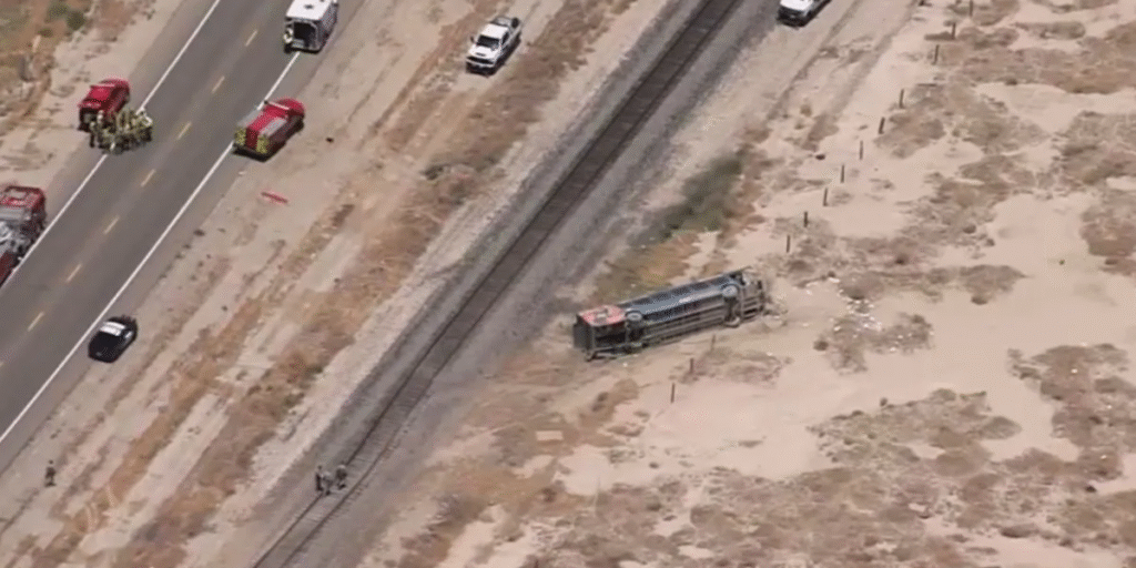 Transit Bus Carrying Children Overturns After Hitting Railroad Tracks ...